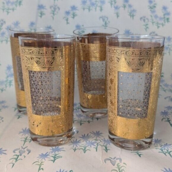 Vintage | Dining | Set Of 4 Vintage Pasinski Midcentury 22karat Gold ...